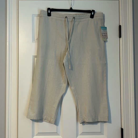 Pants & Jumpsuits | Womens Linen Capris With Tie Waist Size Xl | Poshmark
